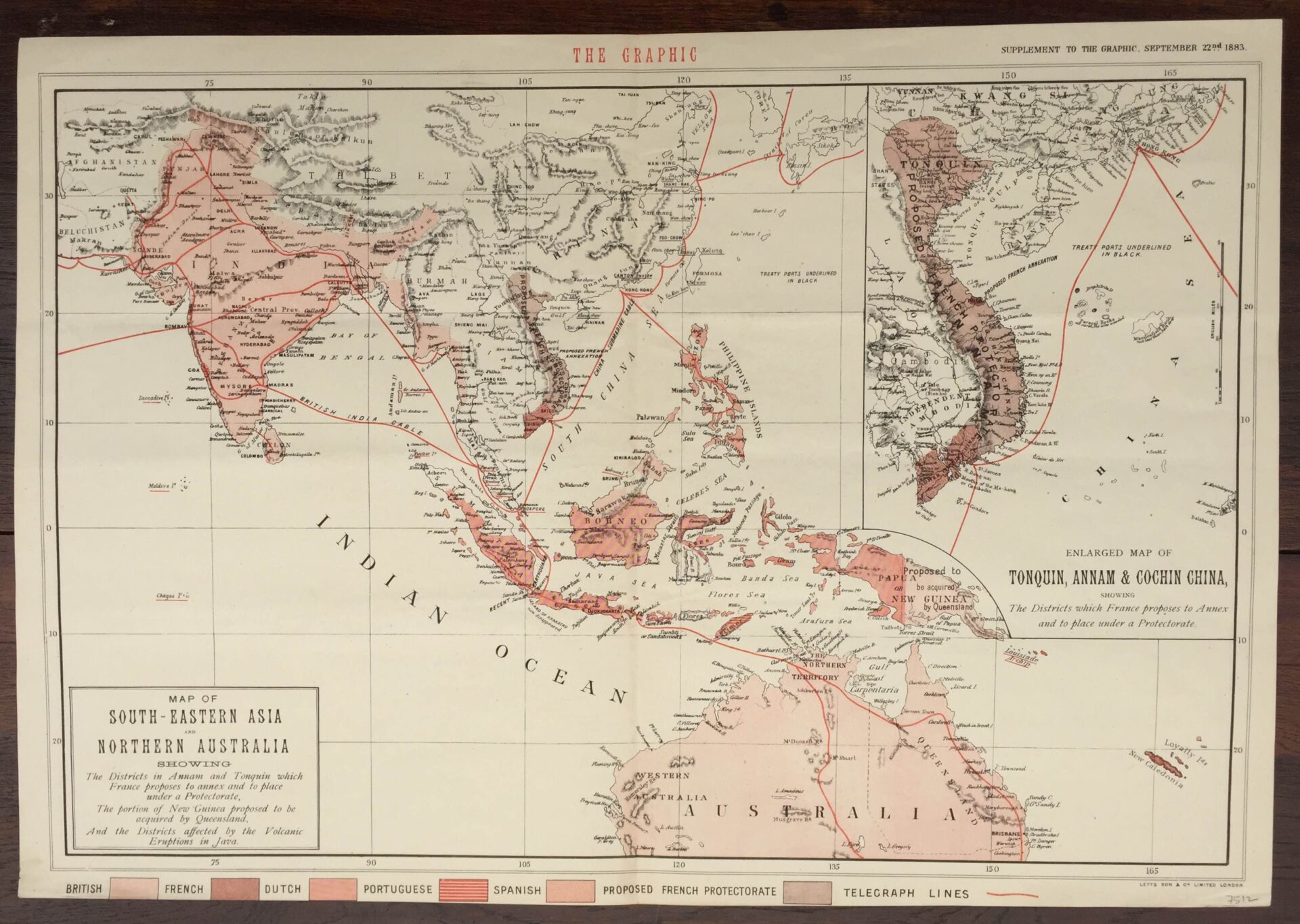 Antique Map of Southeastern Asia and Northern Australia