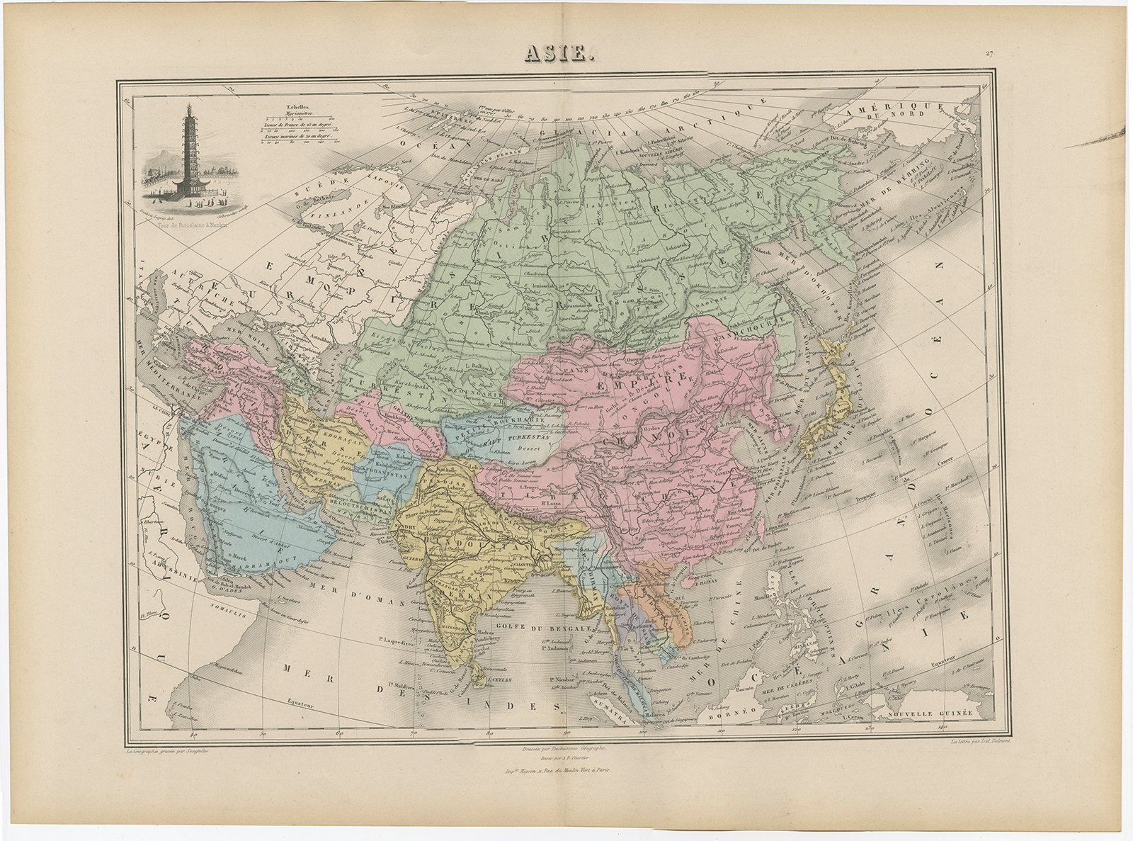Antique Map of Asia by Migeon (1880) - Bartele Gallery