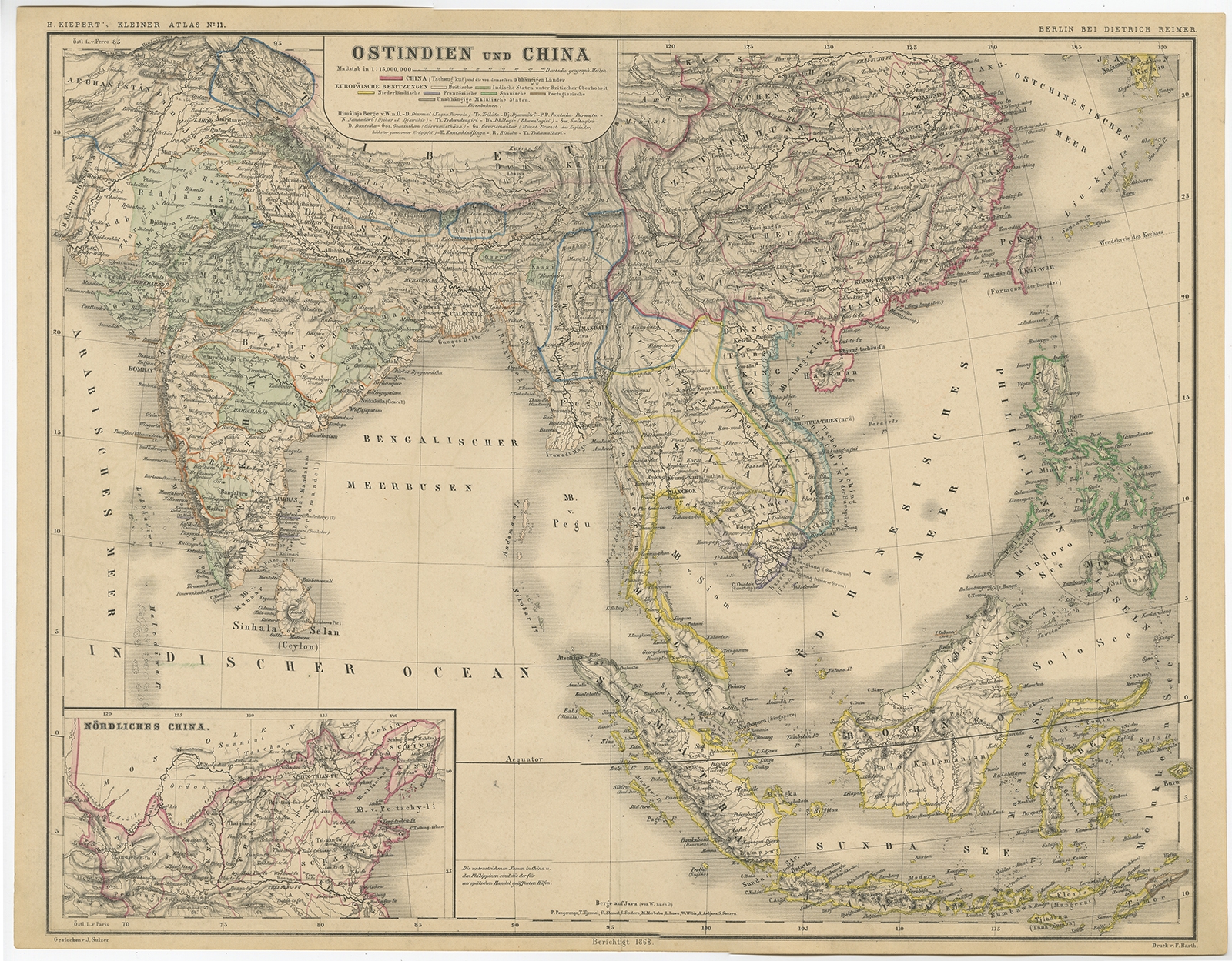 Antique Map of Southeast Asia and China by Kiepert (c.1870) - Bartele ...