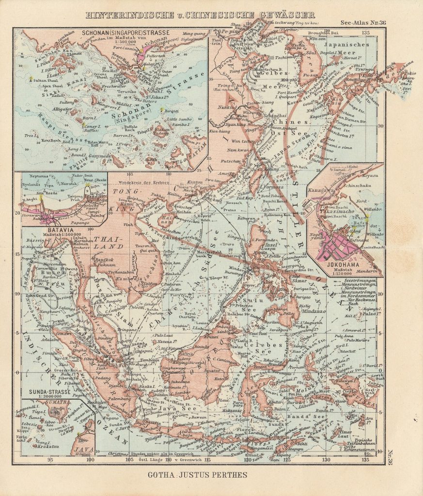 Antique Map South-East Asia and China (1894) - SOLD